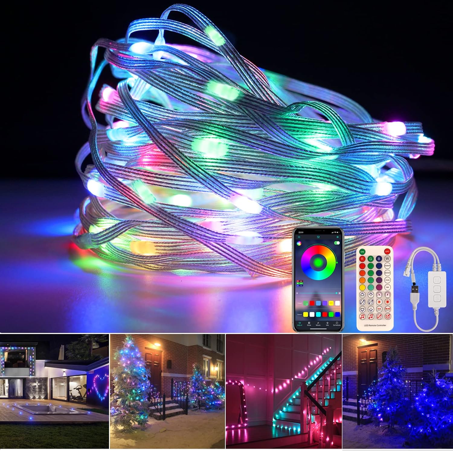 Waterproof 32FT Led Lights - Smart Music Sync with APP/Remote Control ...